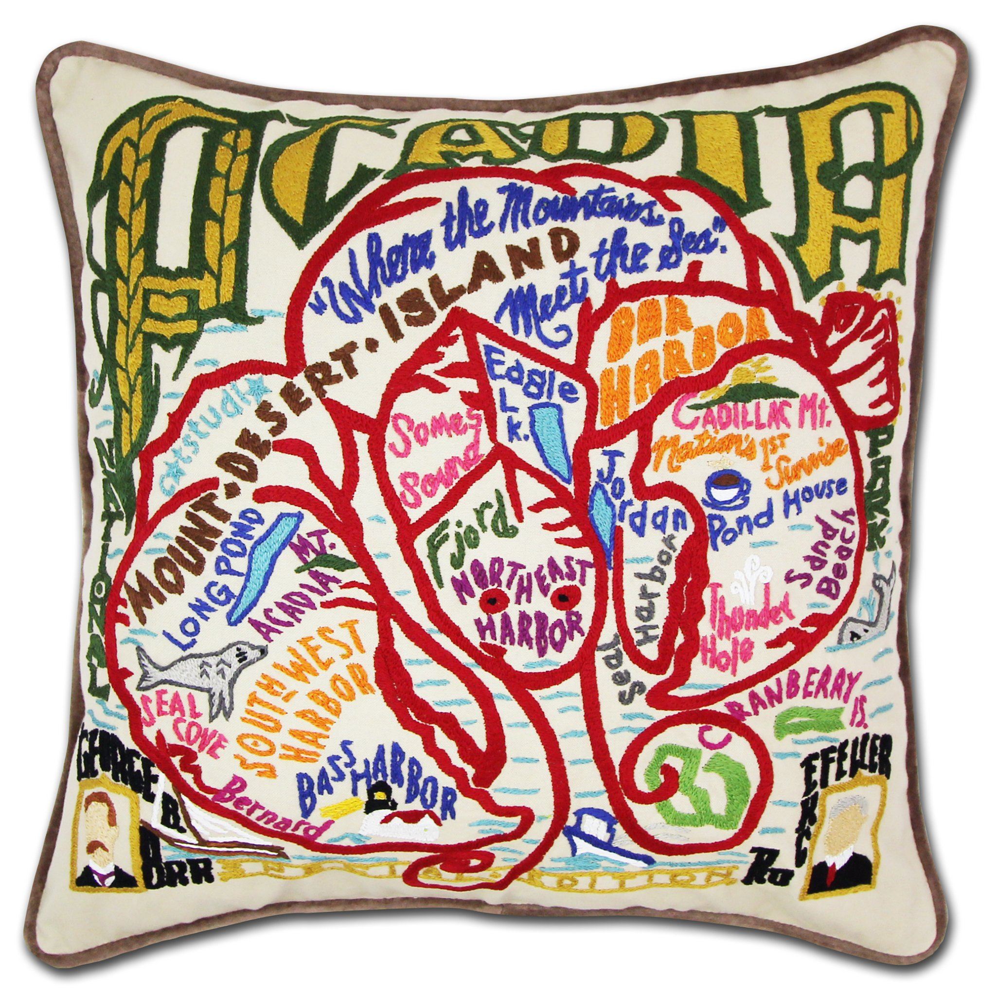 Acadia Hand-Embroidered Pillow | National Parks Collection by catstudio ...