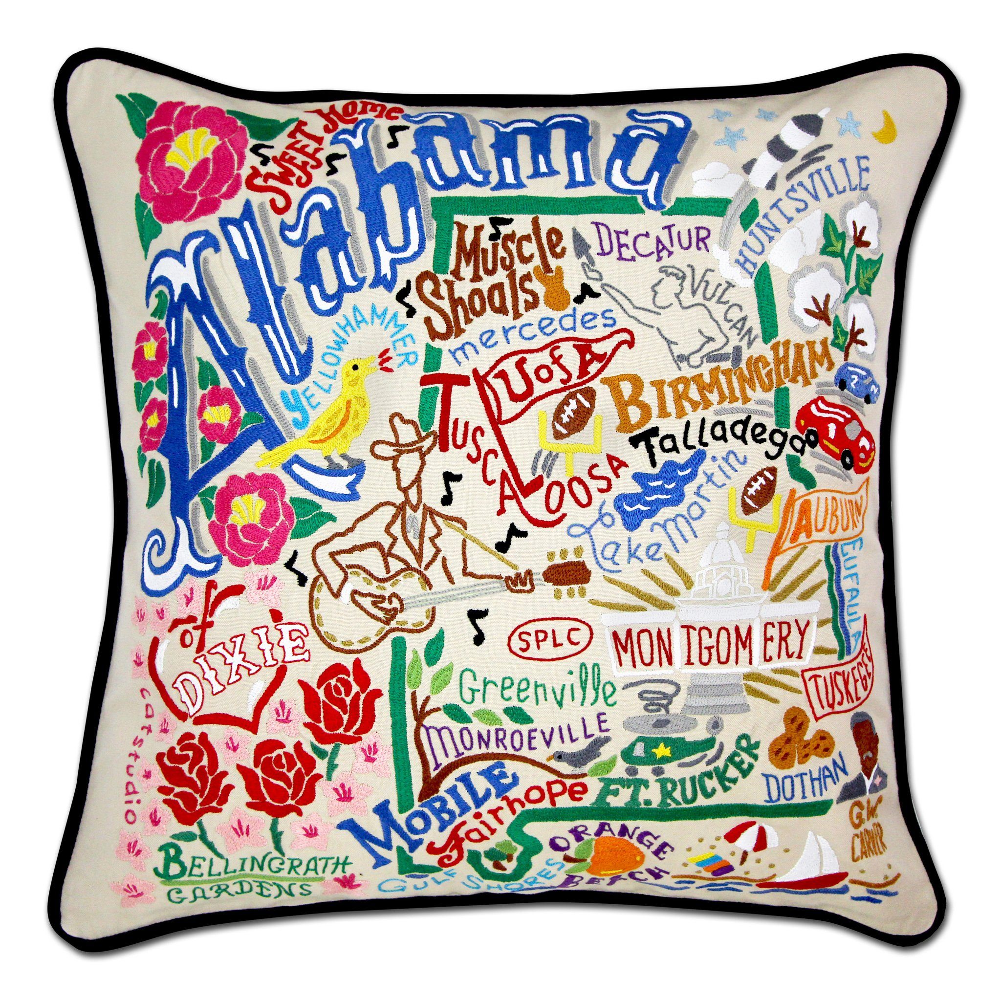 Alabama Hand-Embroidered Pillow | State Collection by catstudio – catstudio