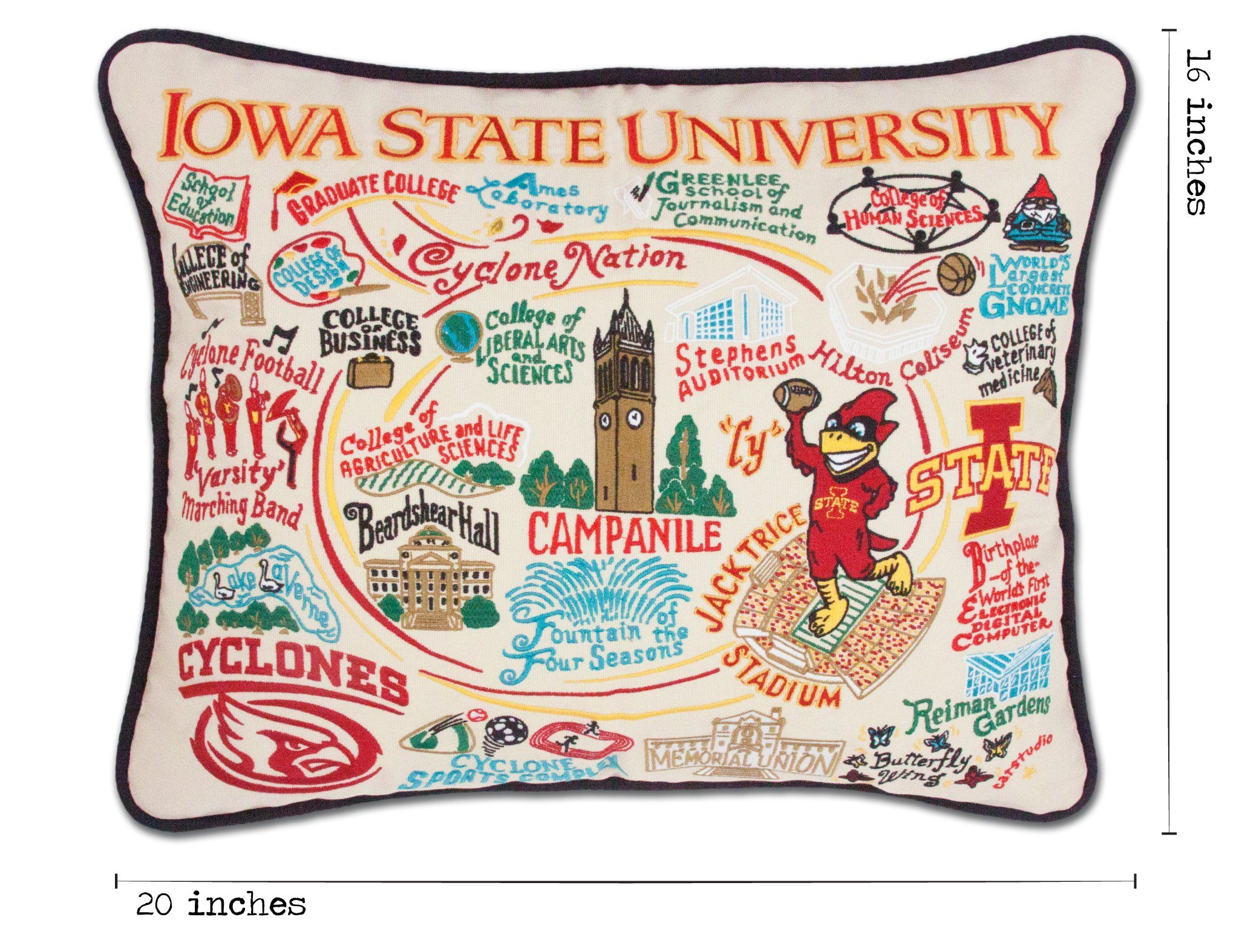 Iowa State University Embroidered Pillow | Collegiate Collection by ...