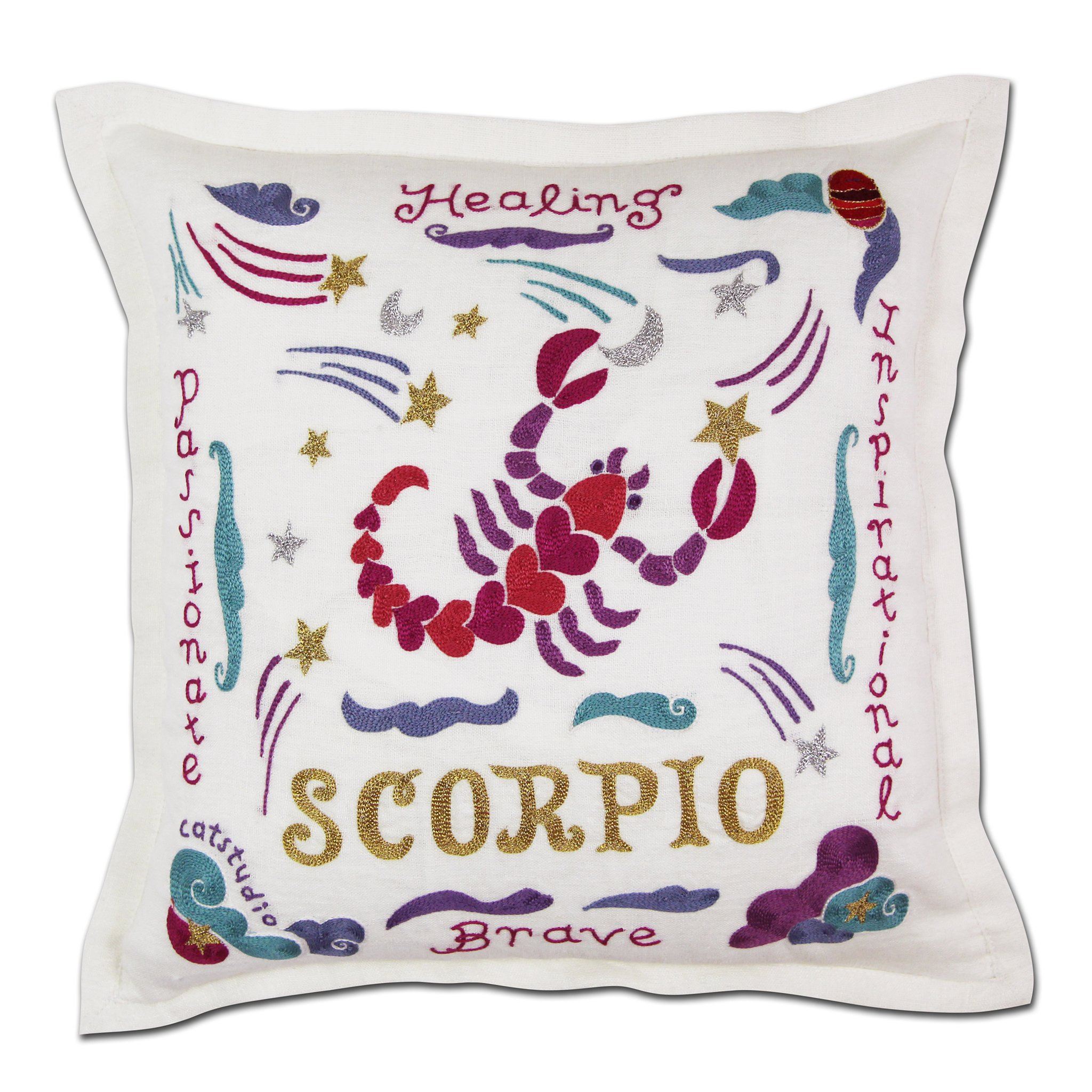 Scorpio Hand-Embroidered Pillow | Astrology Collection by catstudio ...